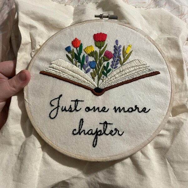 PDF Hand Embroidery Pattern, Just One More Chapter, Bookish Design ...
