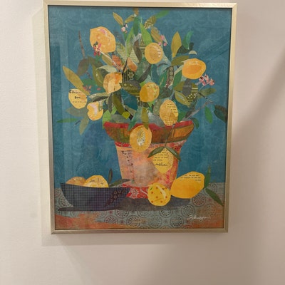 Whimsical Collage Flower Pot Still Life Fine Art Wall Decor Print for ...