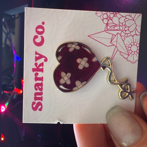 Heart Balloon - Float Away Pin - Red and Gold - Etsy
