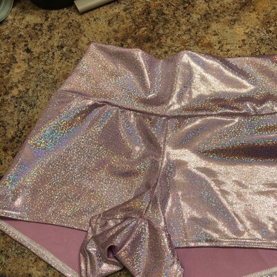 High Waist Shorts in Lilac Holographic Spandex 150951 - Etsy