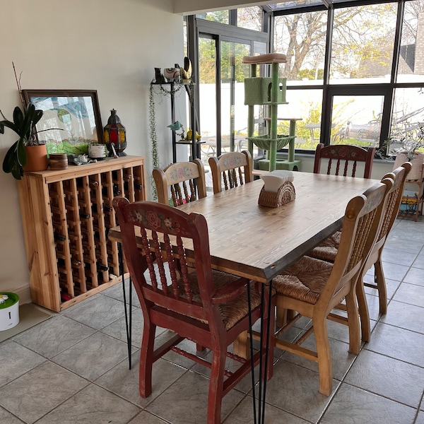 Alive Edge Reclaimed Distressed Dining Table With Hairpin Legs With ...