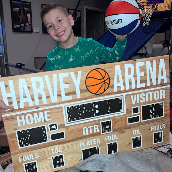 Basketball Scoreboard | Various Sizes | Hanging Wood Artwork | Sports ...
