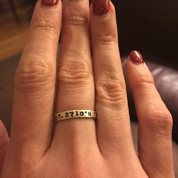Couples Coordinate Rings, Long Distance Relationship Ring, Coordinate ...