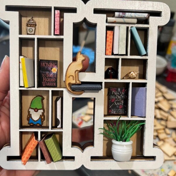 Miniature Bookshelf and Books, Letter Bookish Gifts for Book Lover ...