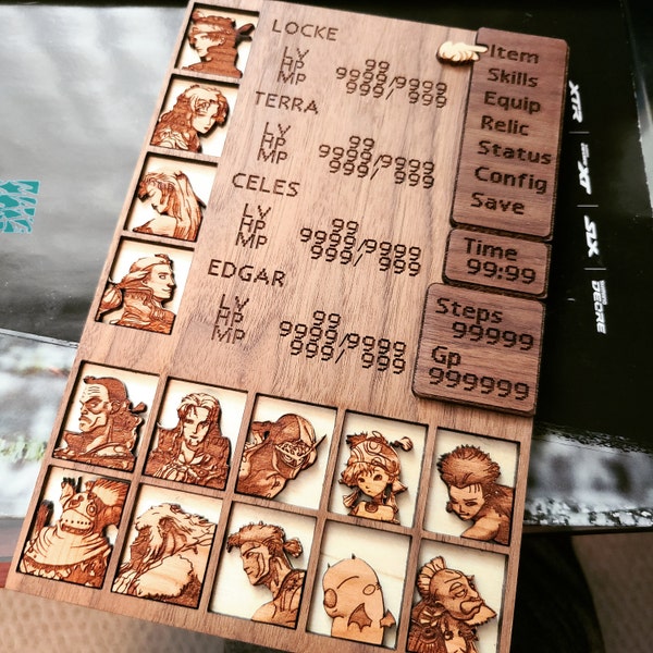 Custom Wooden Final Fantasy 6 / VI Menu Screen With Characters You Can ...