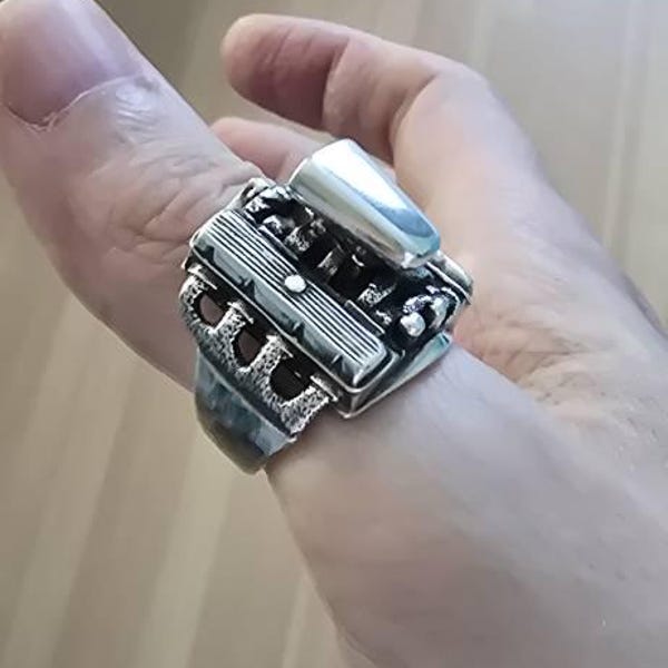 Panhead Engine Sillver Ring | Motorcycle Jewelry | Mens Statement Ring ...