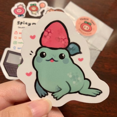 Raspberry Hat Frog Sticker / Fruit Frog Sticker / Toad Sticker / Cute ...