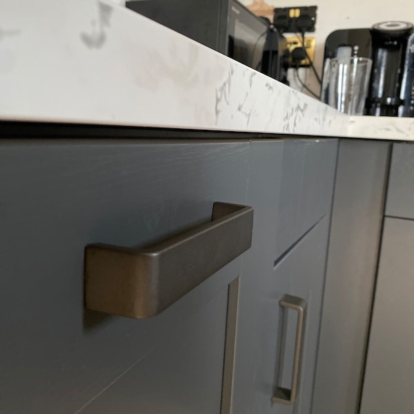 Dark Grey Titanium Kitchen Cabinet D Handles 128mm 160mm 192mm 288mm ...