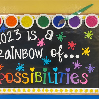 Teachers School Bulletin Board Cutouts DIY Kit rainbow of Possibilities ...