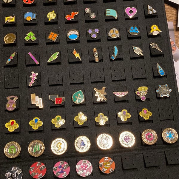 Complete Gary Oak Kanto Rival Pokemon Gym Badge Set of 10 Anime ...