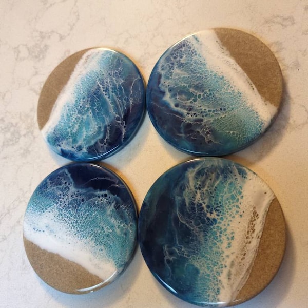 Resin Keychain - Epoxy Resin Ocean Waves Key Holder - Resin Wave Art ...
