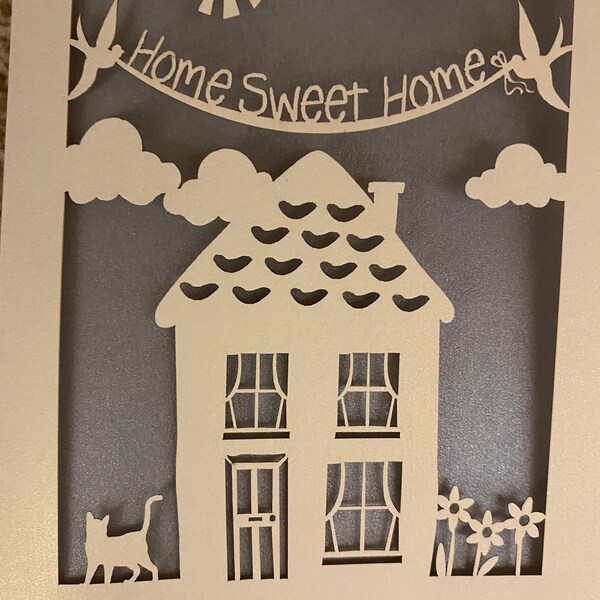 Personalised Papercut New Home Card, Laser Cut Home Sweet Home House ...