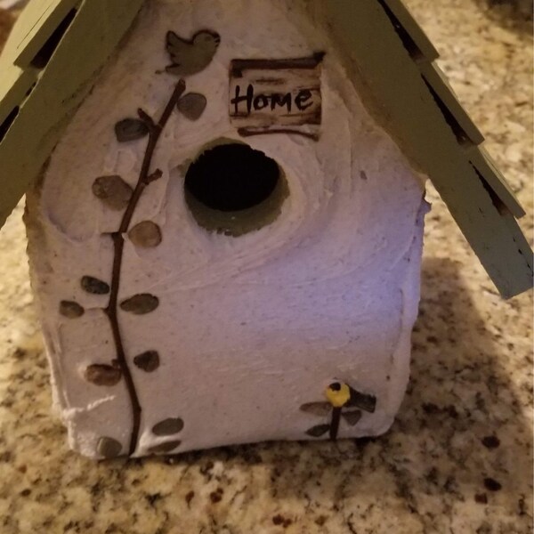 Stone Birdhouse With Shingled Roof. Hanger Included, Durable Outdoors ...