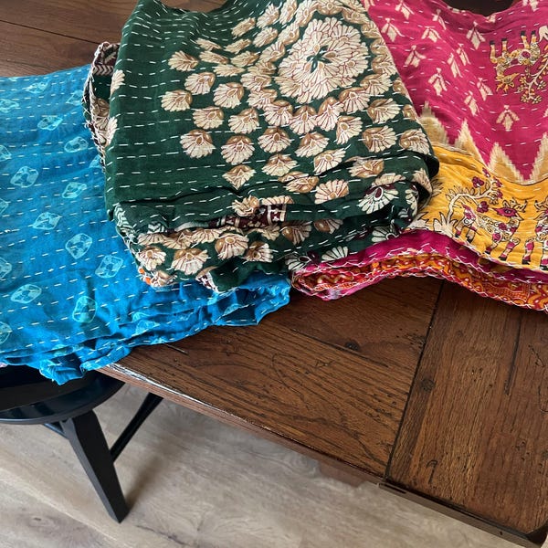Wholesale Lot Vintage Kantha Quilt, Sari Coverlet, Sundance Kantha ...