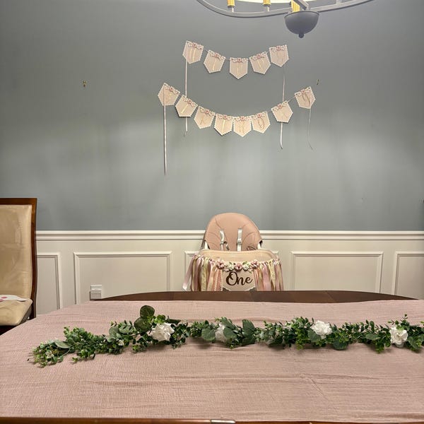 Blush 1st Birthday High Chair Banner, ONE Banner, Baby Girl Banner ...