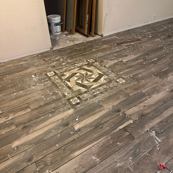 36" X 36" Tile Medallion - Happy Floors Crash Blue Tile Series - Etsy