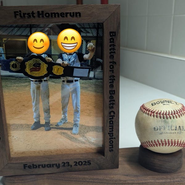 Softball and Baseball First Homerun Frame and Ball Holder. Unique Way ...