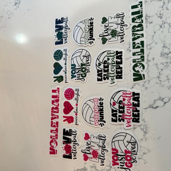 Volleyball Sticker Pack, Volleyball Water Bottle Sticker, Custom ...