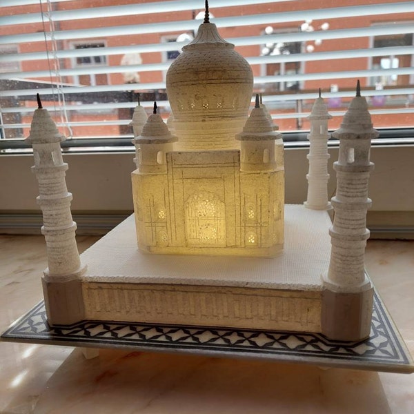 Taj Mahal Model 3" White Marble Replica Statue Miniature Art Small ...