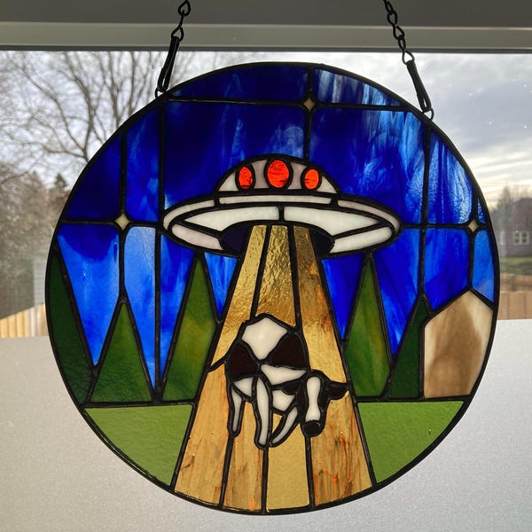 UFO Abduction Stained Glass Pattern Digital Download Glass Patterns by ...