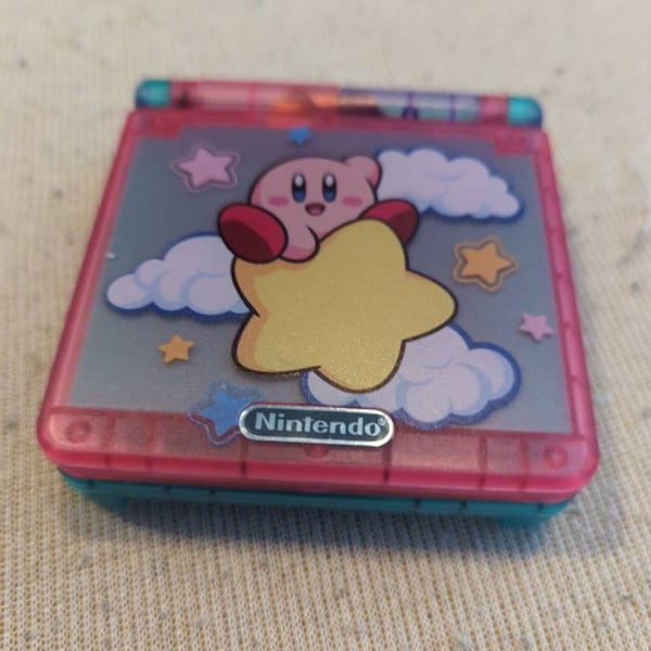 KIRBY Custom Gameboy Advance SP W/ Backlit IPS V5 Screen, Enhanced ...