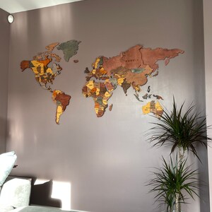 Wood Map Wooden World Map with Background Large Wall Art World | Etsy