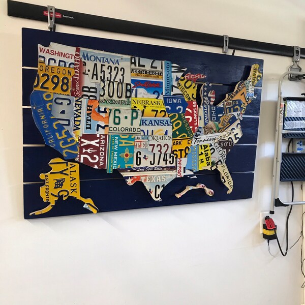 Cutout Hand Crafted License Plate Maps of the U.S.!!!! - Etsy