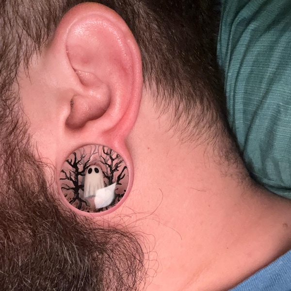 Plugs Ghosts 6mm–50mm, Double Flared, Pair, Glow in the Dark, Halloween ...