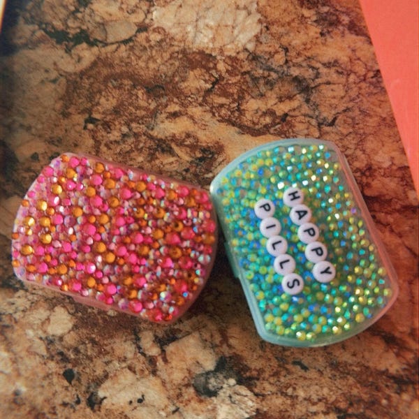 Custom Bedazzled Pill Box: Rhinestone Travel Case - Etsy
