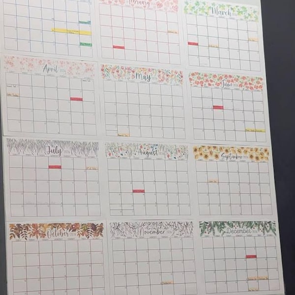 Printable 2026 Calendar, Watercolor Floral Monthly Planner, Cute ...