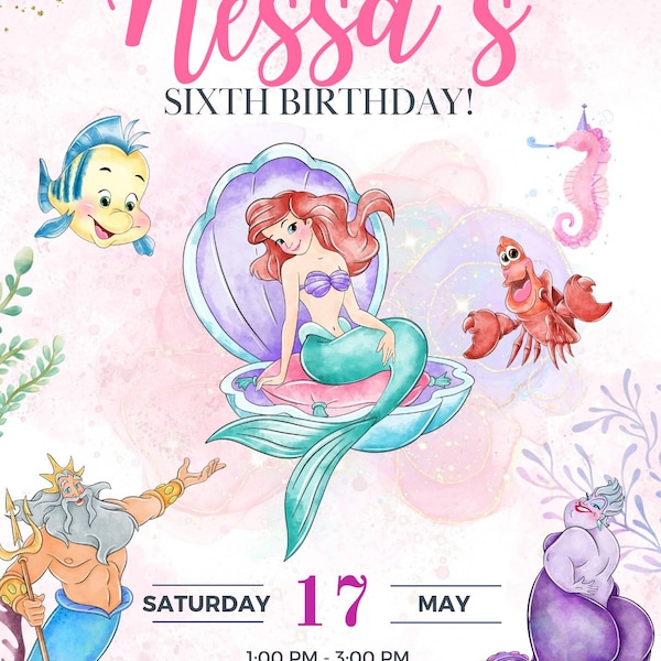 Little Mermaid Invitation Little Mermaid Birthday Invitation Ariel ...