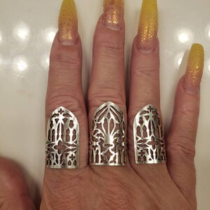 Sterling Silver Full Finger Ring Gothic Medieval Skull and | Etsy