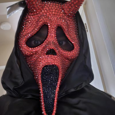 Ghostface Scream Crystal Bling Rhinestone Mask With Dripping Blood - Etsy