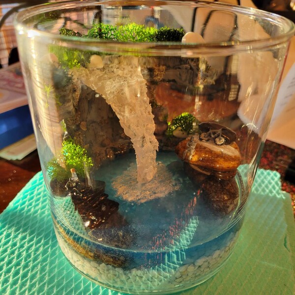 Tropical Seabed Beach Scene Glass Terrarium, Preserved Moss Terrarium ...
