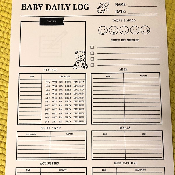 Nanny Notes Template Nanny Report Nanny Log Printable Babysitter Daily ...