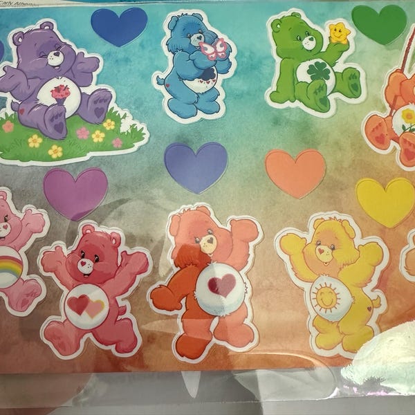 Funshine Care Bear Sticker Sheet Waterproof Sunshine Yellow - Etsy