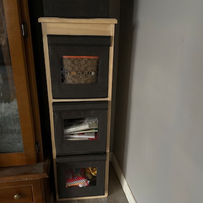 Unfinished Solid Pine Wood 3 Hole Cube Storage Organization Cabinet ...