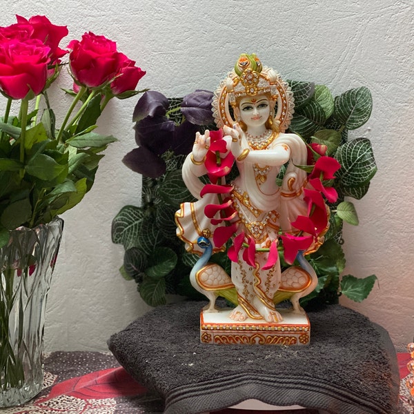 Marble Krishna Statue, 32cm Lord Krishna Idol, Shri Krishan Statue ...