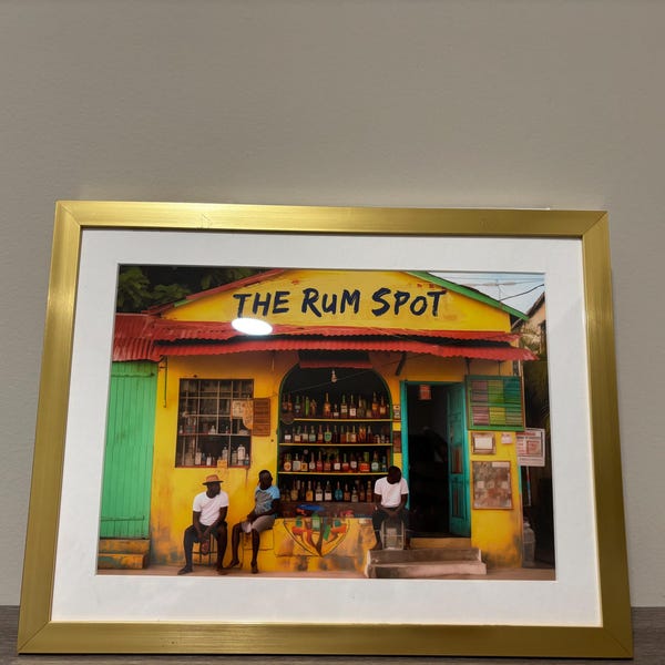 Caribbean Fruit Stall Poster, Jamaican Village Fruit Stand ...