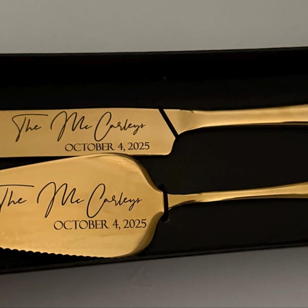Personalized Wedding Cake Cutter Set Engraved, Cake Serving Set, Custom ...