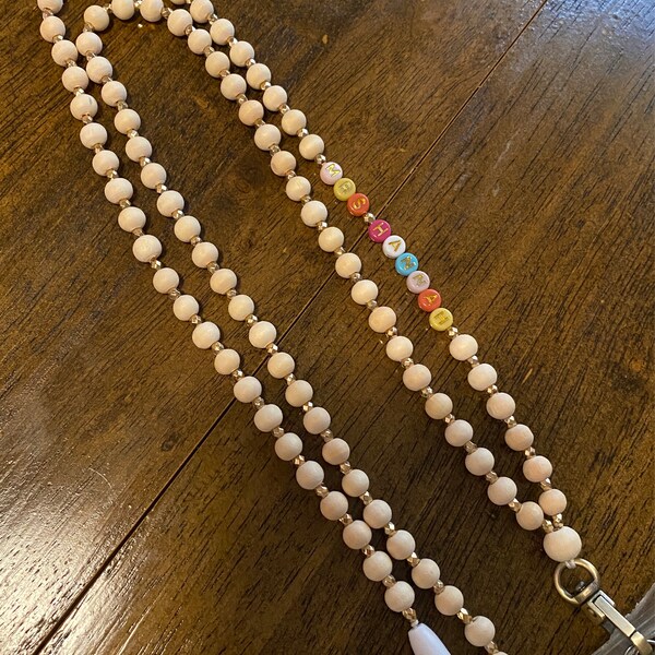 Bright Rainbow Beaded Lanyard Silver Letters Modern Lanyard Rainbow ...