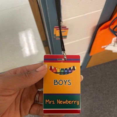 Crayon Theme Classroom Hall Passes for Teachers, Personalized, Set of ...