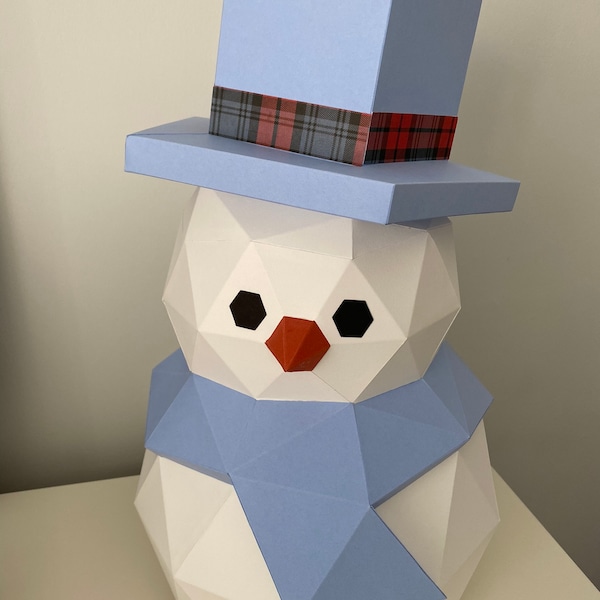 Snowman Papercraft 3D DIY Low Poly Paper Craft Christmas Holiday Decor ...