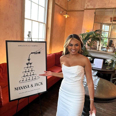 Hand Drawn Wedding Welcome Sign Template Old Money Champagne Tower ...