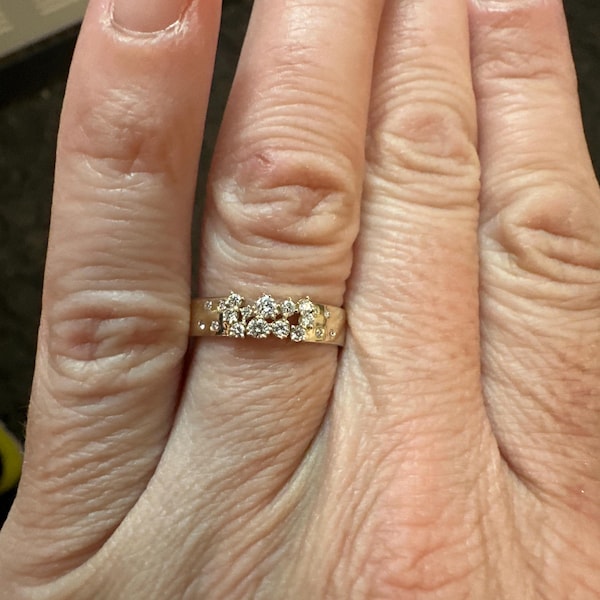 Delicate Two Side Pave Lab Diamond Wedding Band Round Diamond Channel ...