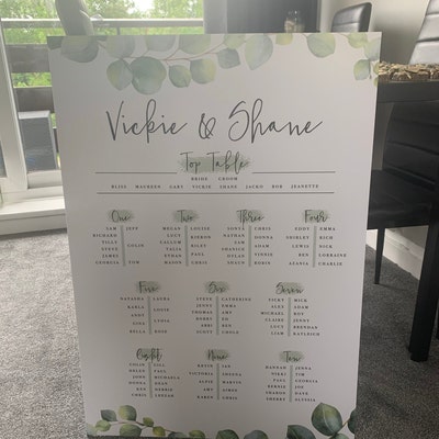 Eucalyptus Wedding Table Plan Custom Wedding Seating Chart - Etsy UK