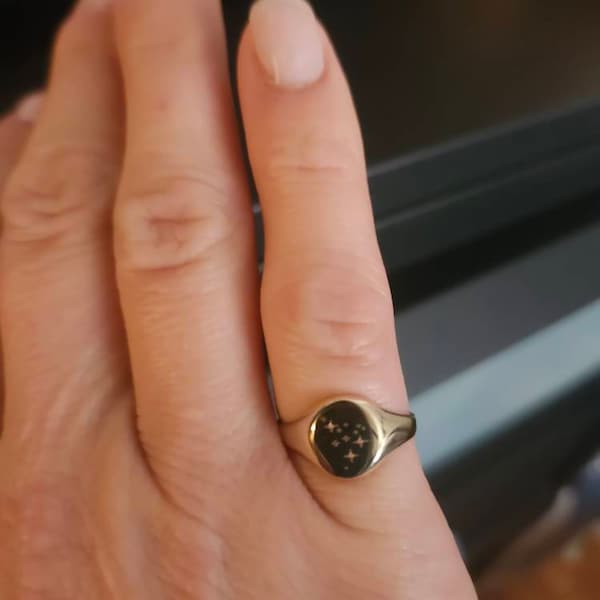 Snake Signet Ring - Small Round Signet Ring With Snake Engraving, Gold ...