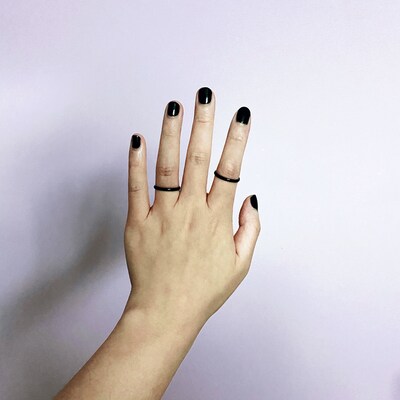 Simple Black Ring, Thin Black Ring, Black Ring for Couple, Womens Black ...