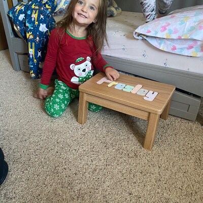 Solid Oak wood Name Personalized Puzzle Step Stool Pastel - Etsy