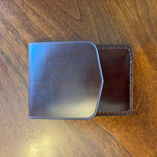 Full Grain Horween Leather 6 Cards Wallet, Hand-stitched Needlepoint ...